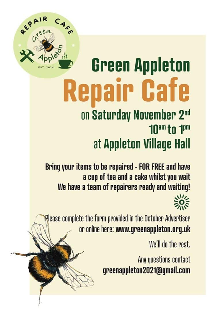 Come to the Green Appleton’s Repair Cafe! – Appleton With Eaton